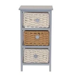 Pharao24.de Holzregal mit K&ouml;rben in Grau - Braun - Wei&szlig; Landhausstil
