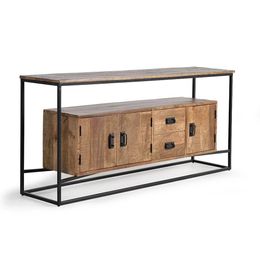 Pharao24.de Sideboard Holzkommode aus Metall und Mangobaum Massivholz