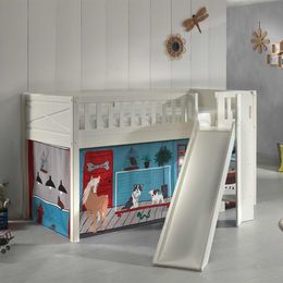 Pharao24.de Hochbett Kind aus Kiefer Massivholz Tier Motiven