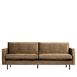 Pharao24.de Samt Couch in Taupe Retro Design