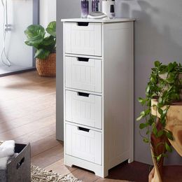 Pharao24.de Badkommode weiss mit vier Schubladen Landhausstil
