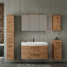 Pharao24.de Badm&ouml;bel mit Waschbecken im Landhausstil Made in Germany (f&uuml;nfteilig)
