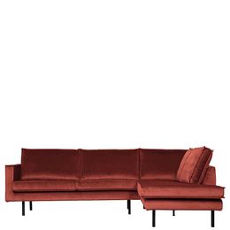 Pharao24.de Sofa Rundecke in Kastanienfarben Samt Retrostil