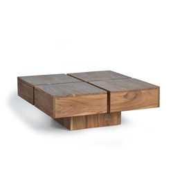 Pharao24.de Sofatisch Wohzimmertisch aus Akazie Massivholz 31 cm hoch