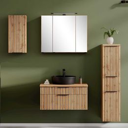 Pharao24.de Design Badezimmerset in Wildeichefarben Schwarz (vierteilig)