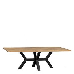 Pharao24.de Esszimmertafel aus Eiche Massivholz Vierfu&szlig;gestell aus Metall