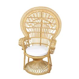 Pharao24.de Pfauenthron in Beige Rattan