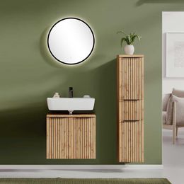 Pharao24.de Wandmontage Badezimmerset mit LED Beleuchtung Made in Germany (dreiteilig)