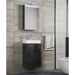 Pharao24.de G&auml;stetoilette Badm&ouml;bel f&uuml;r die Wandmontage Schwarz (zweiteilig)