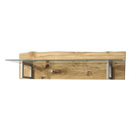 Pharao24.de Wandgarderobe mit Baumkante und Glasablage Eiche Massivholz