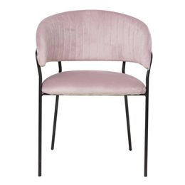 Pharao24.de Ankleidestuhl in Rosa Samt schwarzem Metallgestell