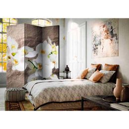 Pharao24.de Paravent aus Leinwand mit Orchideen Motiv