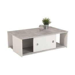 Pharao24.de Designercouchtisch in Beton Grau und Wei&szlig; auf
