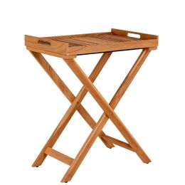 Pharao24.de Beistelltisch Klapptisch aus Teak Massivholz mit X Gestell