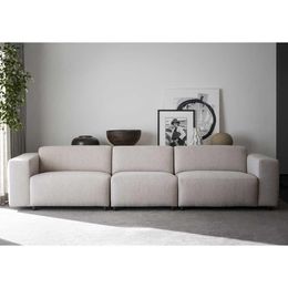 Pharao24.de Gro&szlig;es Wohnzimmer Sofa in Cremefarben Boucle vier Sitzpl&auml;tzen