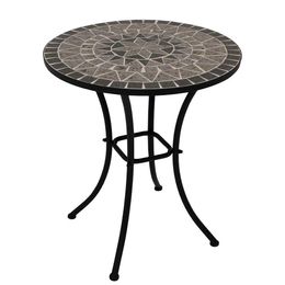 Pharao24.de Runder Outdoor Bistro Tisch im Retrostil Keramikplatte