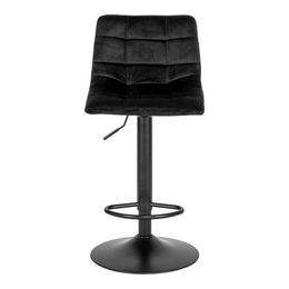 Pharao24.de Samt Barstuhl in Schwarz Gasdruck h&ouml;henverstellbar (2er Set)