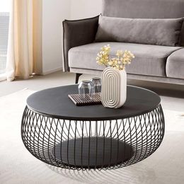Pharao24.de Couchtisch aus Metall Glasplatte