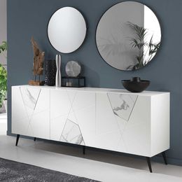 Pharao24.de XL Sideboard wei&szlig; in modernem Design 180 cm breit - 80 cm hoch