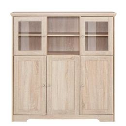 Pharao24.de Highboard Vitrine in Eichefarben 125 cm breit