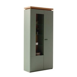 Pharao24.de Wohnzimmerschrank Stauraumvitrine in Graugr&uuml;n 197 cm hoch