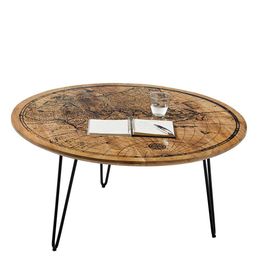 Pharao24.de Wohnzimmer Tisch im Retrostil Weltkarte Motiv