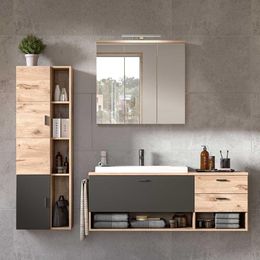 Pharao24.de Waschplatz Set zweifarbig f&uuml;r die Wandmontage 144 cm hoch (dreiteilig)
