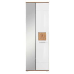 Pharao24.de Flurschrank mit Spiegelt&uuml;r in Wildeichefarben & Wei&szlig; 65 cm breit