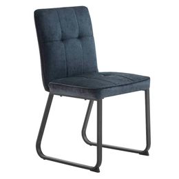 Pharao24.de 2 St&uuml;hle in Dunkelgrau aus Webstoff & Metall 47 cm breit (2er Set)