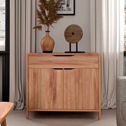 Pharao24.de Kommode Sideboard mit einer Schublade und Massivholz Oberfl&auml;che