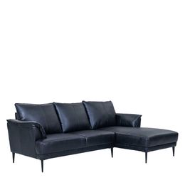 Pharao24.de Ecksofa Ledersofa mit Fu&szlig;gestell aus Metall und drei Sitzpl&auml;tzen