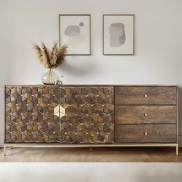 Pharao24.de Sideboard Kommode mit drei Schubladen und geometrischem Muster