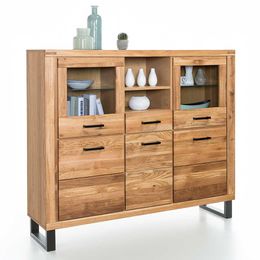 Pharao24.de Esszimmerschrank aus Wildeiche teilmassiv 140 cm hoch 158x140x40 cm Pharao24