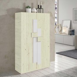 Pharao24.de Garderobenschuhschrank in Creme Wei&szlig; 2-t&uuml;rig