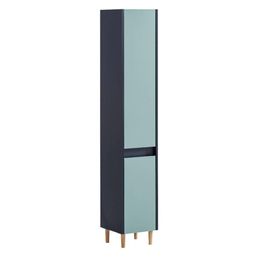 Pharao24.de Hochschrank Badseitenschrank in Taubenblau und Dunkelblau