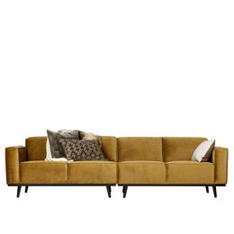 Pharao24.de Retro Polstersofa in Honigfarben Samt Federkern