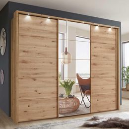 Pharao24.de Kleiderschrank Holz mit 3 Schwebet&uuml;ren Spiegel