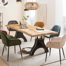 Pharao24.de Tisch Massivholz Esszimmertisch im Industry und Loft Stil mit nat&uuml;rlicher Baumkante