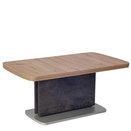 Pharao24.de Funktions Couchtisch in Eiche Bianco und Beton Grau ausziehbar und h&ouml;henverstellbar
