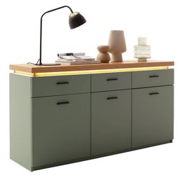 Pharao24.de Sideboard Kommode mit LED Beleuchtung in Graugr&uuml;n