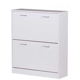Pharao24.de Wei&szlig;er Schuhklappenschrank mit zwei Schuhwalzen 87 cm hoch