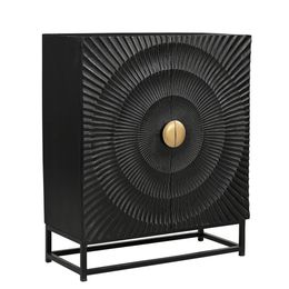 Pharao24.de Designschrank Dekoschrank Front geschnitzt mit Vierfu&szlig;gestell aus Metall