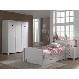 Pharao24.de Kinderzimmer Set Kinderm&ouml;bel in Wei&szlig; mit Herz Motiv (dreiteilig)
