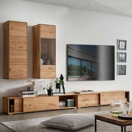 Pharao24.de Wohnwand Wildeiche Holz ge&ouml;lt modernem Design (vierteilig)