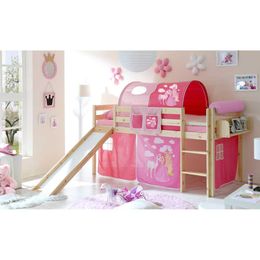 Pharao24.de Prinzessin Hochbett mit Rutsche und Tunnel Kiefer Massivholz