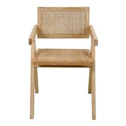Pharao24.de Armlehnstuhl Holz Skandi aus Massivholz Rattan Geflecht