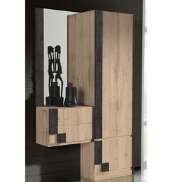 Pharao24.de Design Flurm&ouml;bel in Schwarzgrau und Wildeiche Optik modern (dreiteilig)