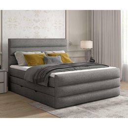 Pharao24.de Doppelbett Polsterbett mit Bezug aus Webstoff