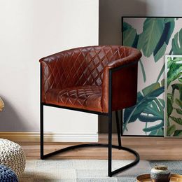 Pharao24.de Sessel Lederstuhl aus Echtleder mit Armlehnen