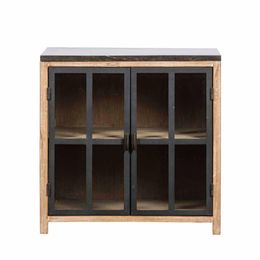 Pharao24.de Kleine Vitrine f&uuml;r K&uuml;che Pinie massiv Schwarzgrau Metall